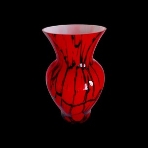 Vintage Studio Red Lava Glass Vase Handblown Cameo Style Mid-century ...