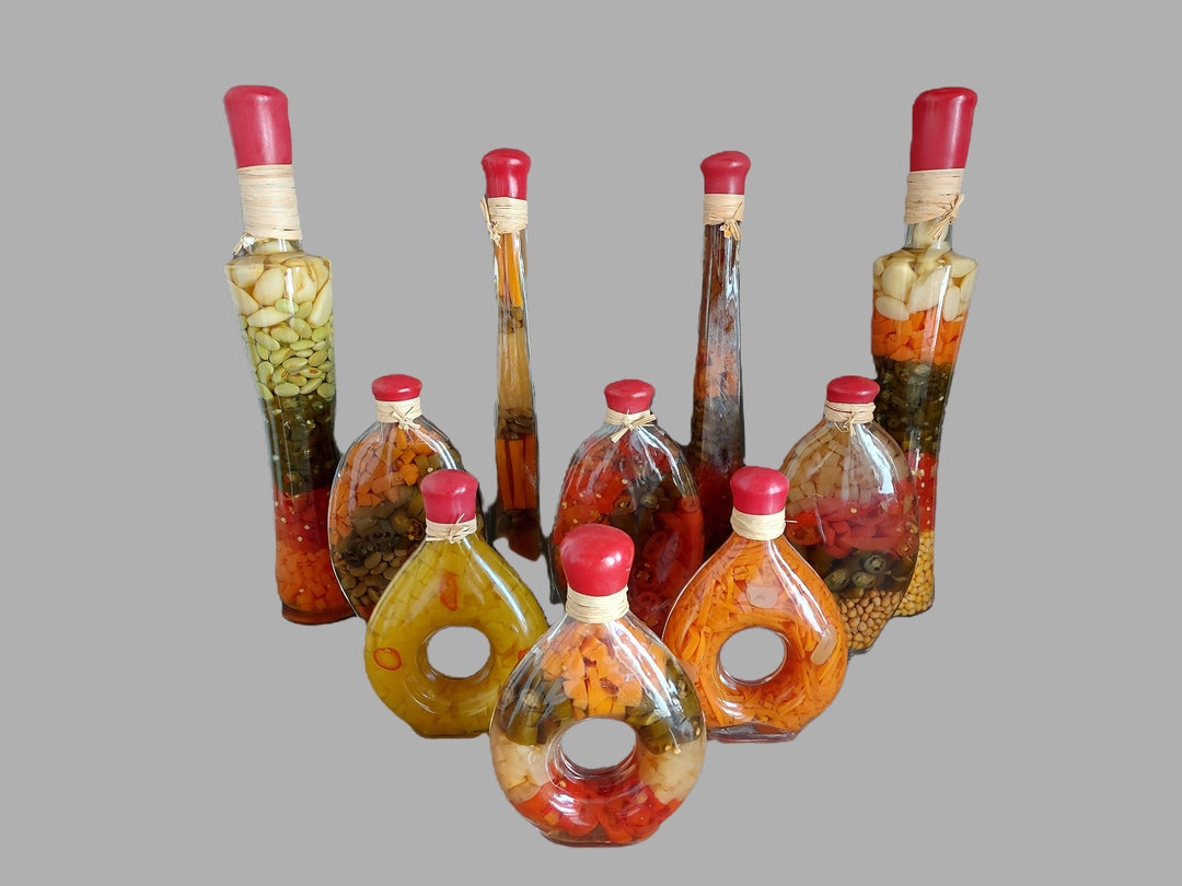 Handcrafted Decorative Vegetable Bottles: Vintage Kitchen Decor - Etsy