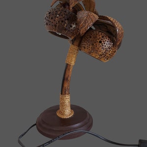 Vintage Coconut Shell Table Lamp Home Decor Unique Novelty - Etsy