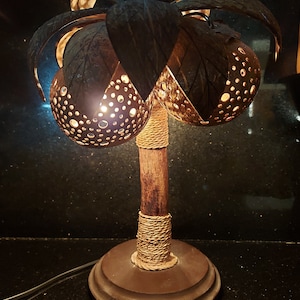 Vintage Coconut Shell Table Lamp Home Decor Unique Novelty - Etsy