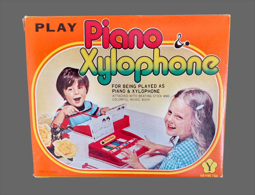 Vintage Piano & Xylophone Toy in Original Box - Retro Musical ...