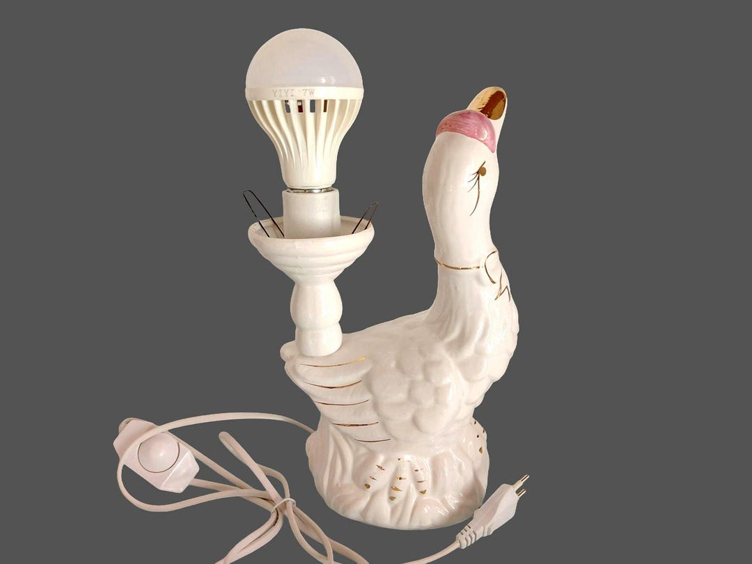 Whimsical Vintage Ceramic Goose Table Lamp - Perfect Nursery or Home ...