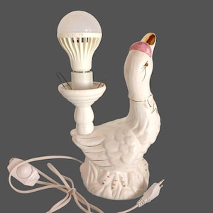Whimsical Vintage Ceramic Goose Table Lamp - Perfect Nursery or Home ...