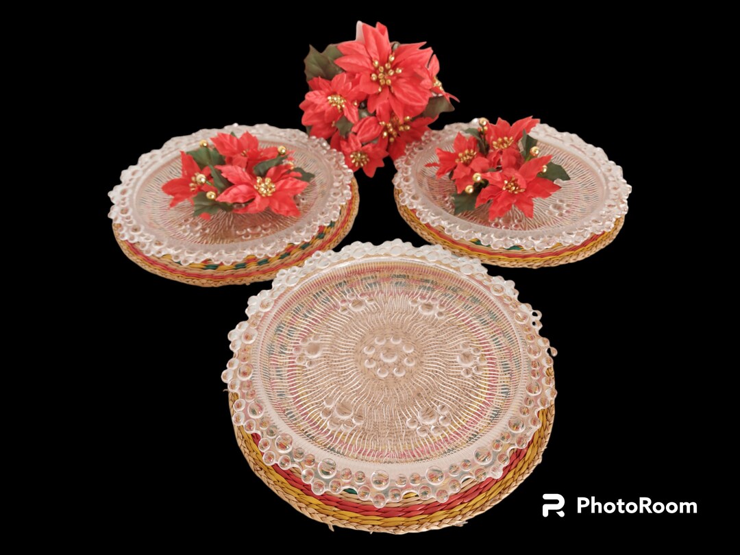 Vintage Glass Plate Ice Bark Textured Bubble Lace Masserini - Etsy