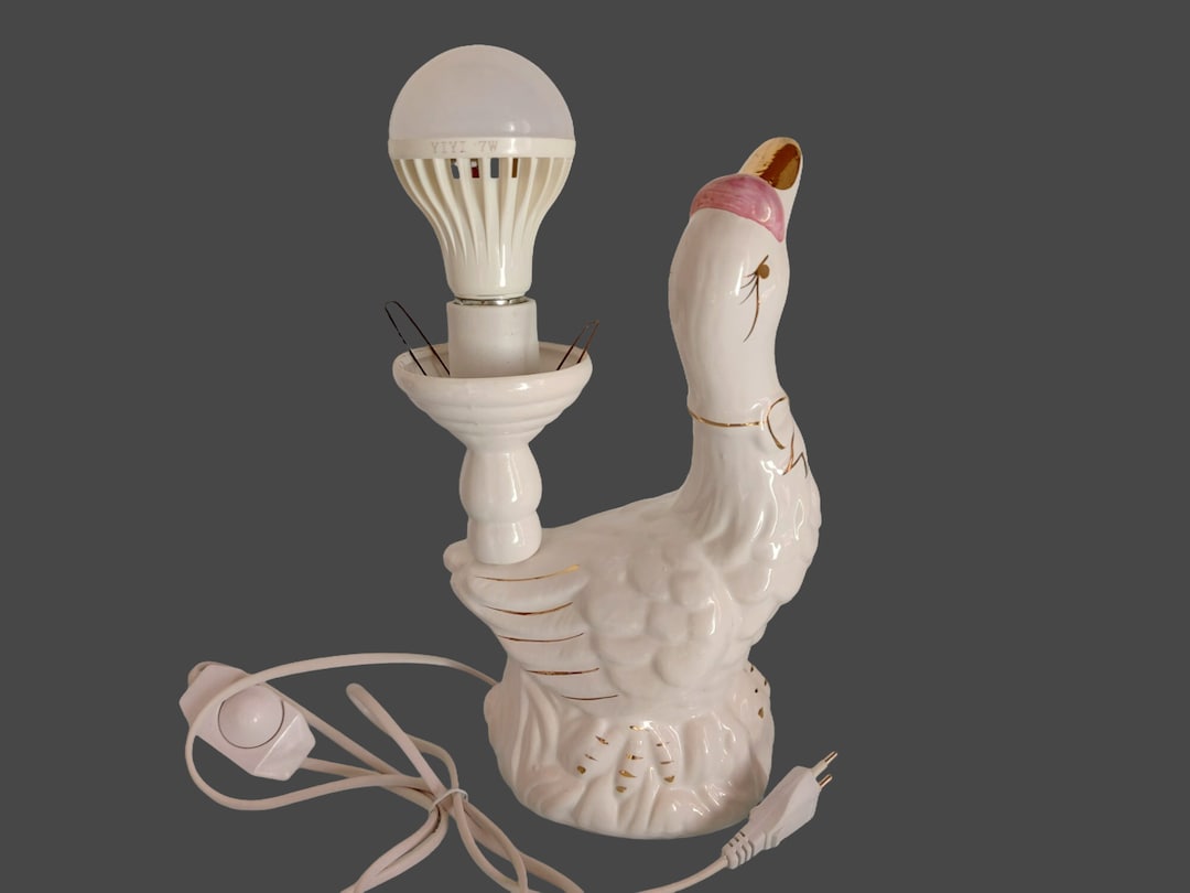 Whimsical Vintage Ceramic Goose Table Lamp Perfect Nursery or Home ...