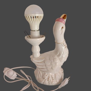 Whimsical Vintage Ceramic Goose Table Lamp Perfect Nursery or Home ...