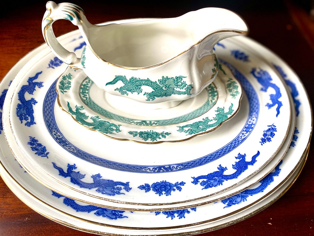 Marvellous Booths China Green Dragon Gravy Boat and Stand - Etsy