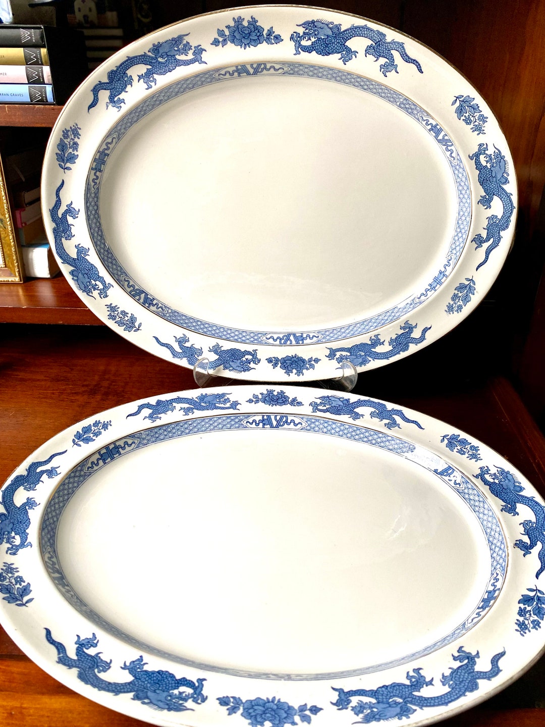 Dazzling Booths China Blue Dragon Oval Platter - Etsy