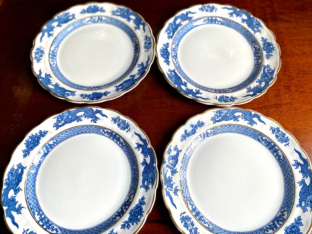 Splendid Booths China Dragon Transferware Tea Plates X 4 - Etsy