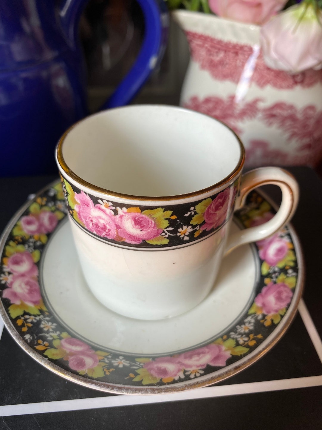 Marvellous Antique Chelson China Demitasse Duo - Etsy