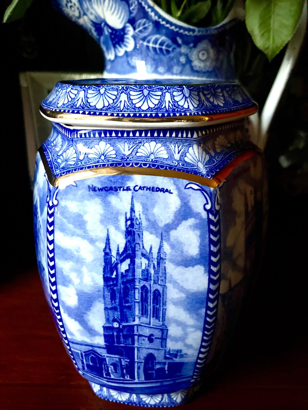 Magnificent Vintage Ringtons Millennium Tea Caddy/jar Blue Transferware ...