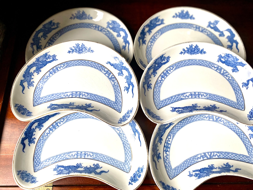 Delightful Antique Booths China Dragon Crescent/relish Dish X 6 - Etsy