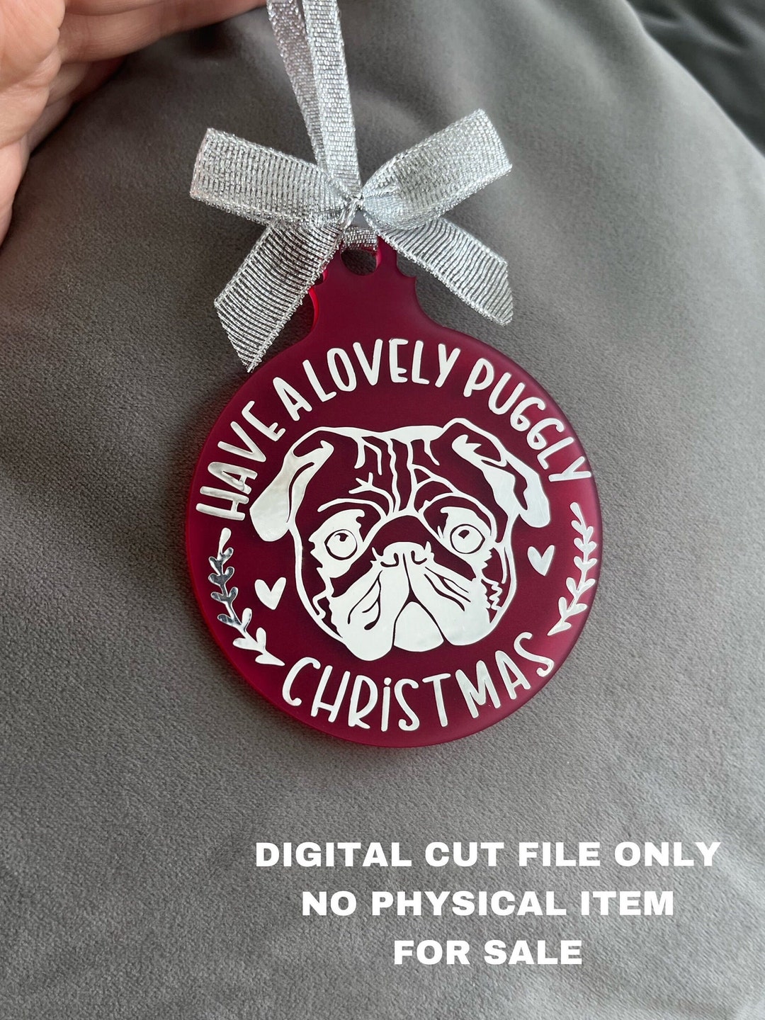 Pug Dog Bauble Christmas Decoration SVG Cut File for Vinyl for Flat ...