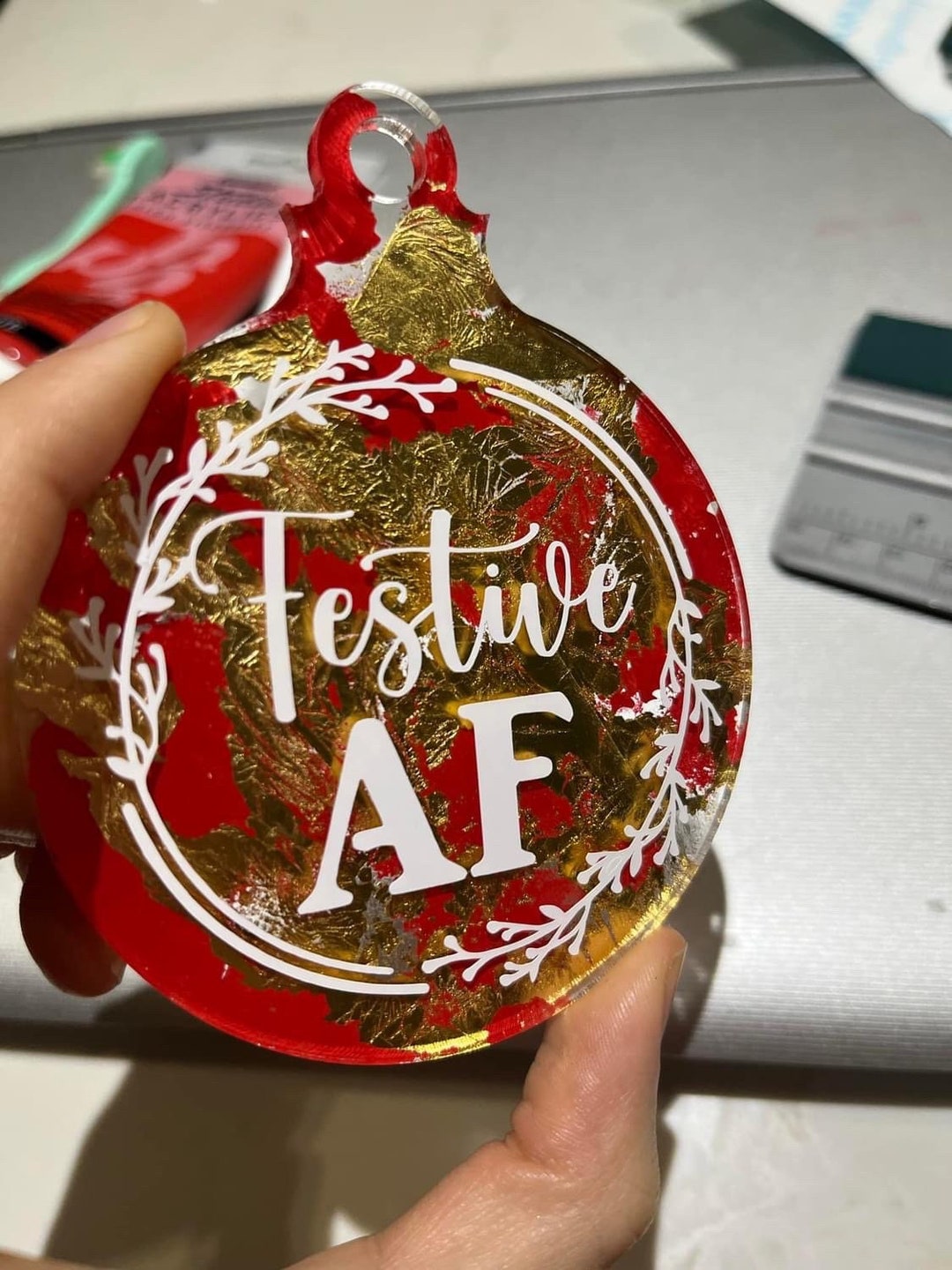 SVG Festive AF Cut File for Flat Acrylic Bauble, as F**K, Humour, Funny ...