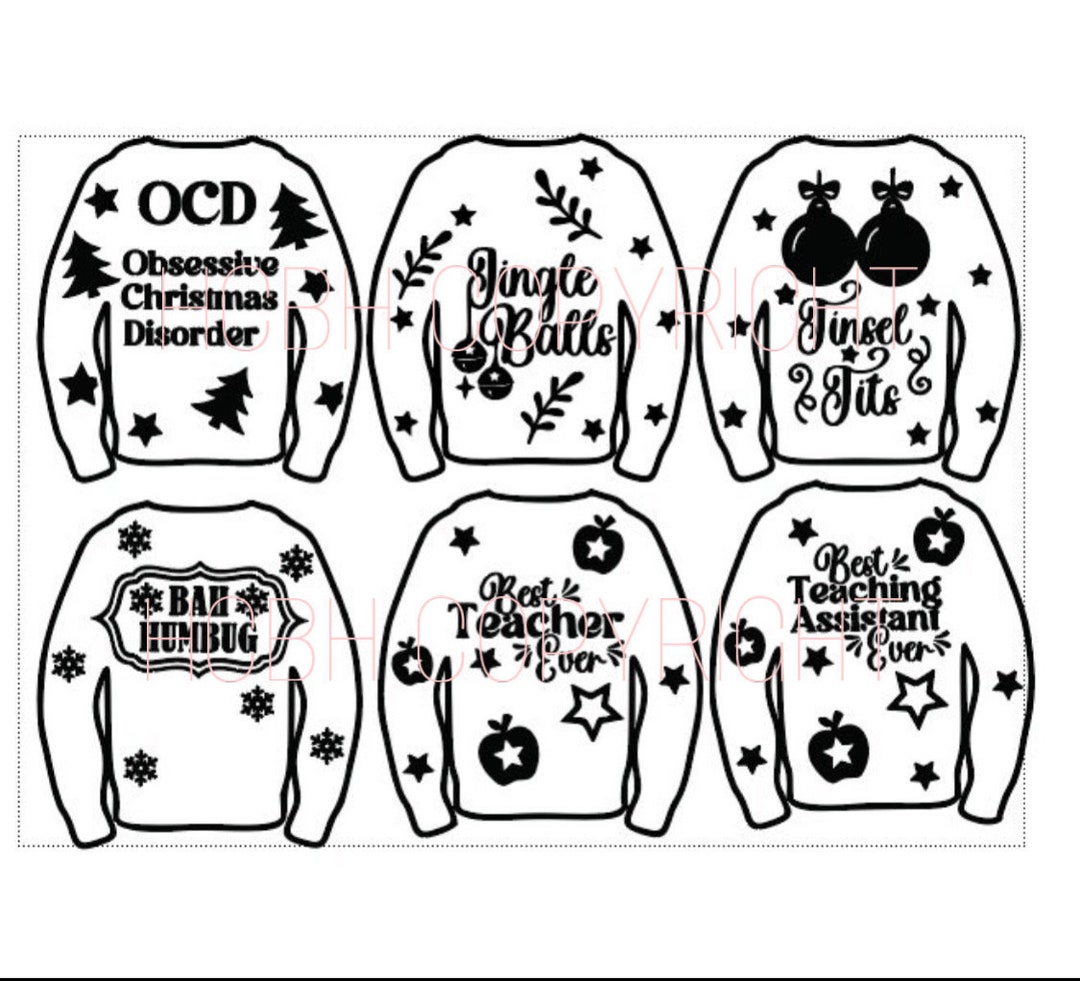 Bundle of 6 Jumper Cut Files for Cricut SVG for Vinyl for Flat Acrylic ...