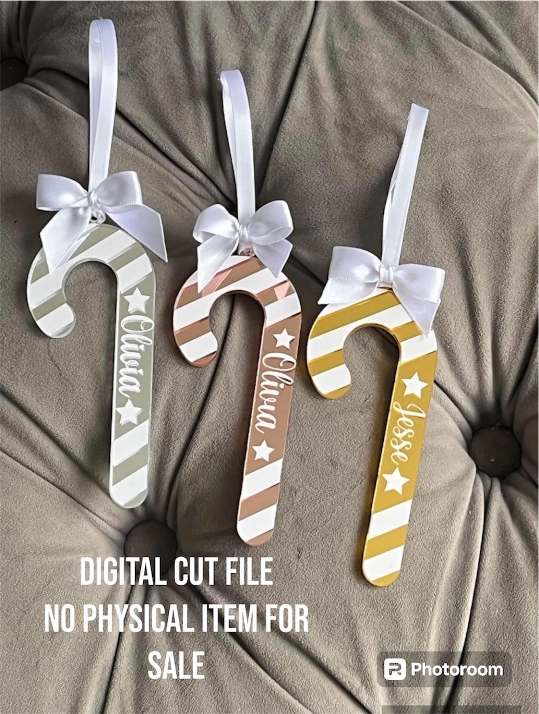 SVG Candy Cane Stipe Cut File for Flat Acrylic Bauble, Decoration ...