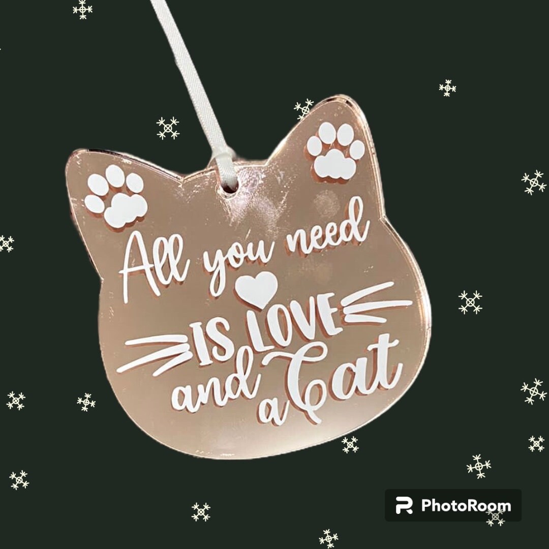Christmas CAT Face SVG All You Need is Love and a CAT Cut File for Flat ...