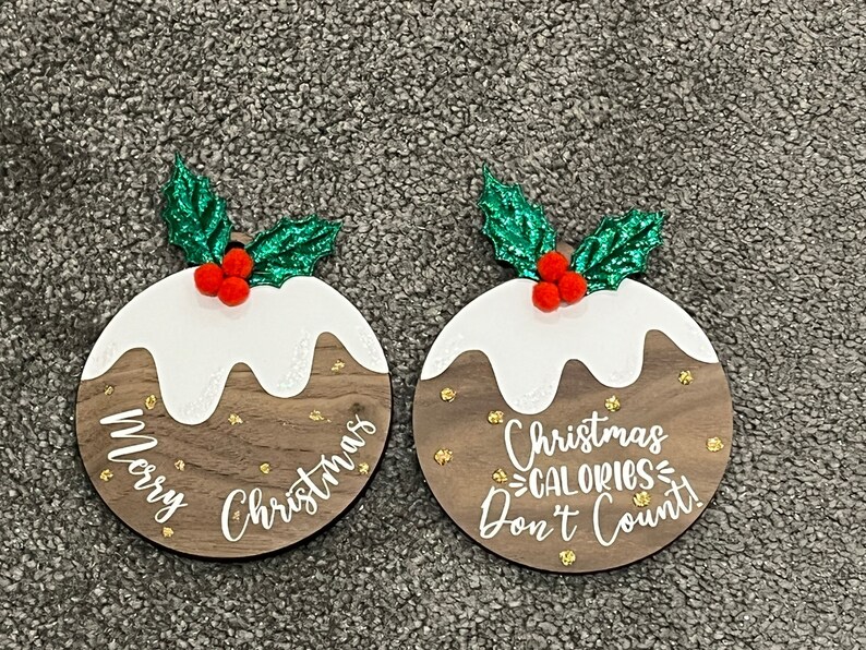 SVG Christmas Pudding Icing Cut File for Flat Acrylic Bauble, Jpeg, Dxf ...