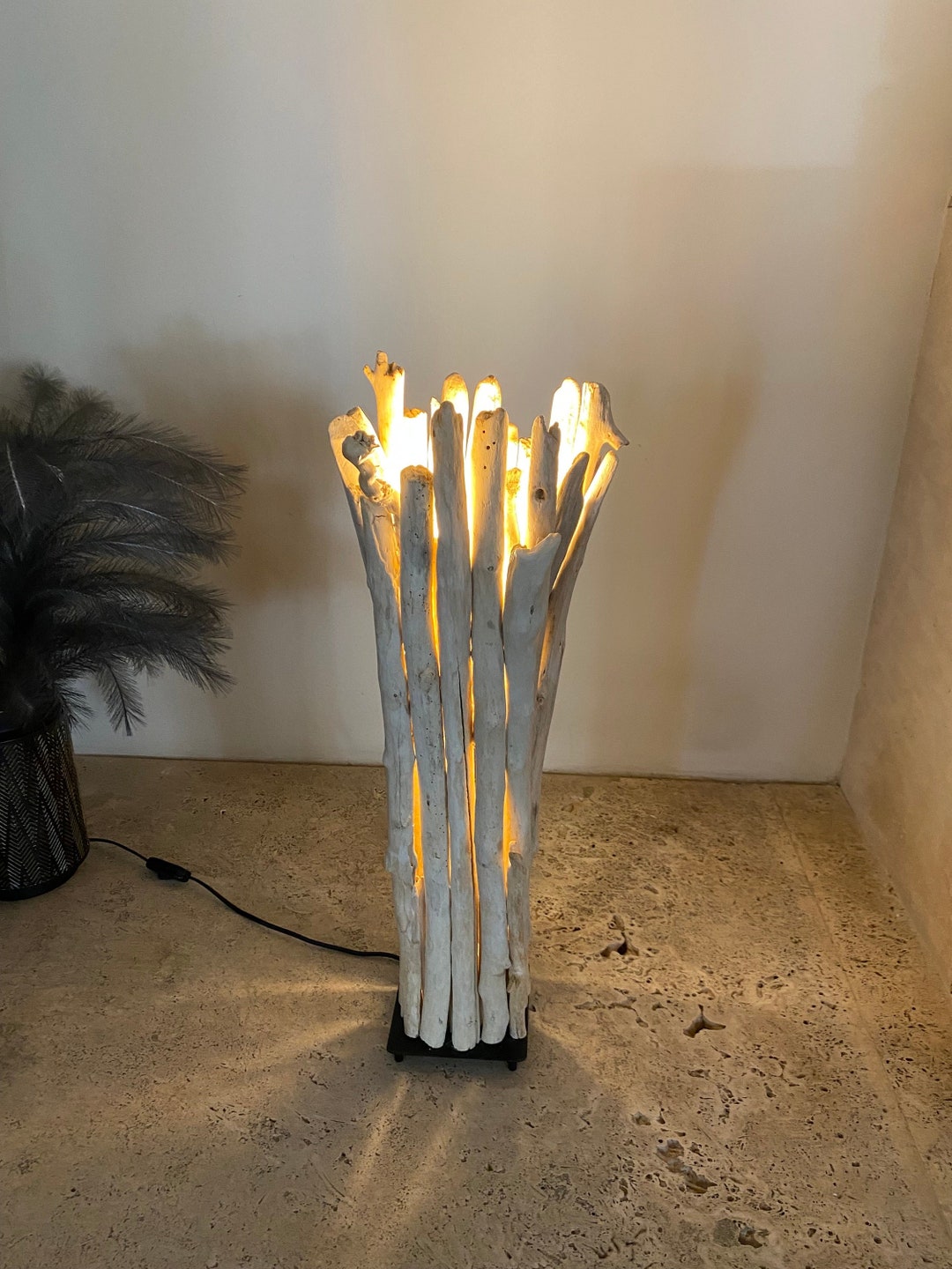 Driftwood Table Lamp 24.8wood Bedside Lampdriftwood - Etsy