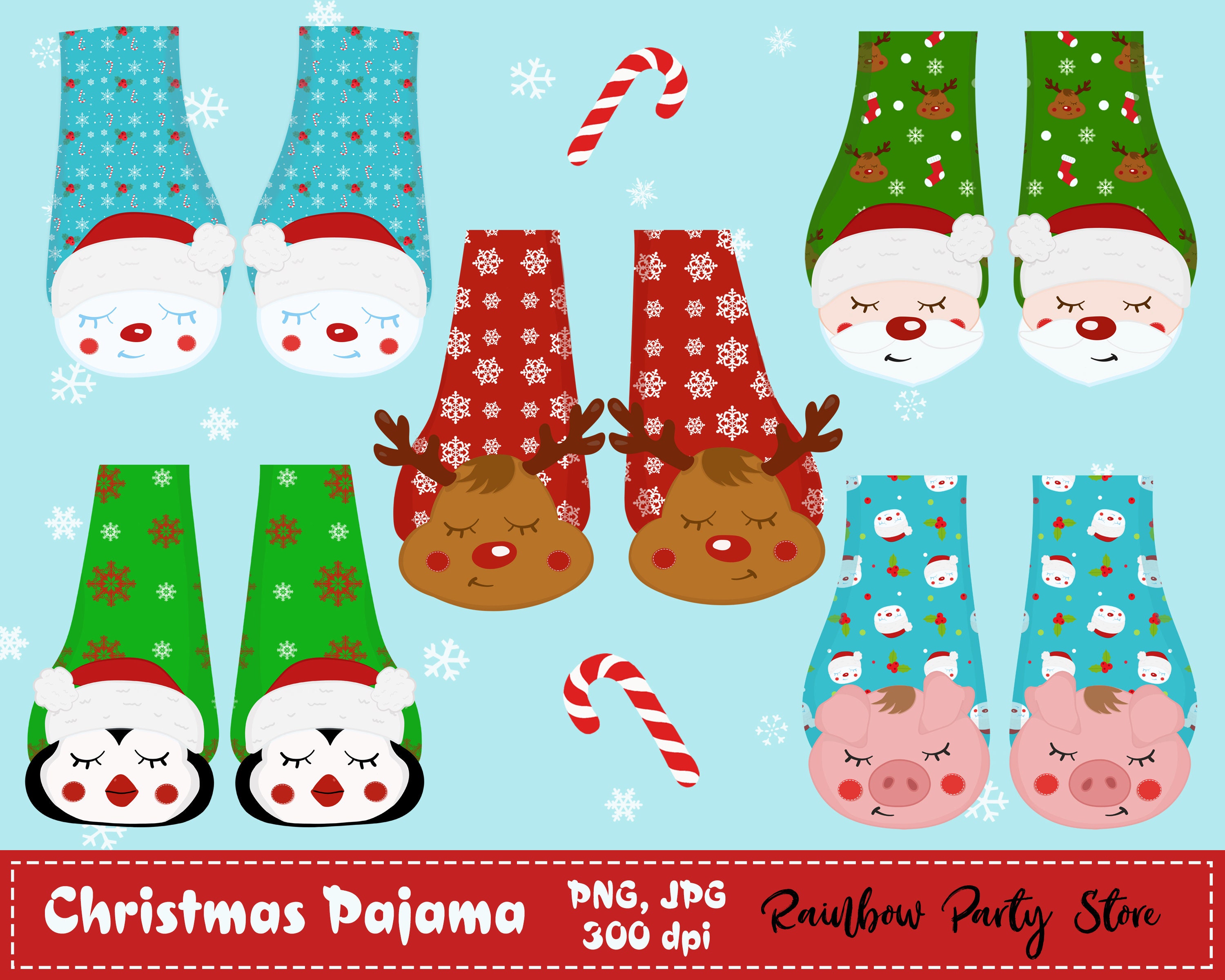Christmas pajama clipart Christmas slippers clip art Merry | Etsy