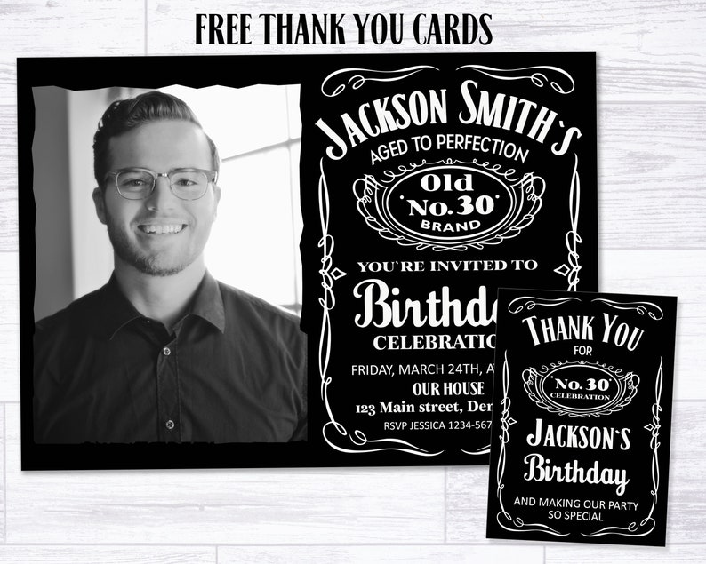 Photo Whiskey Invitation Adult Birthday Invitation Adult Etsy