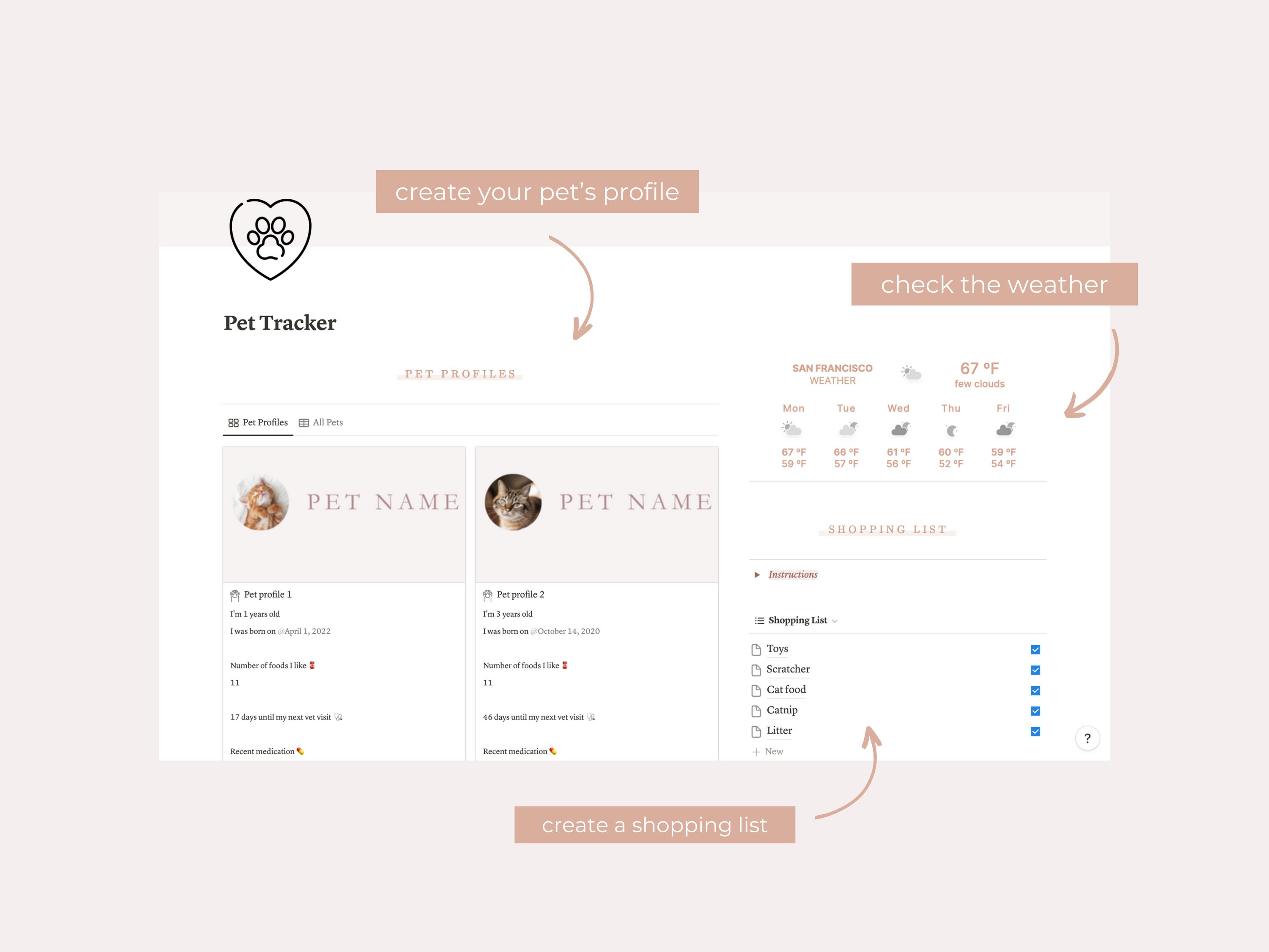 Notion Template Pet Tracker, Pet Dashboard, Medication Log, Pet Food ...