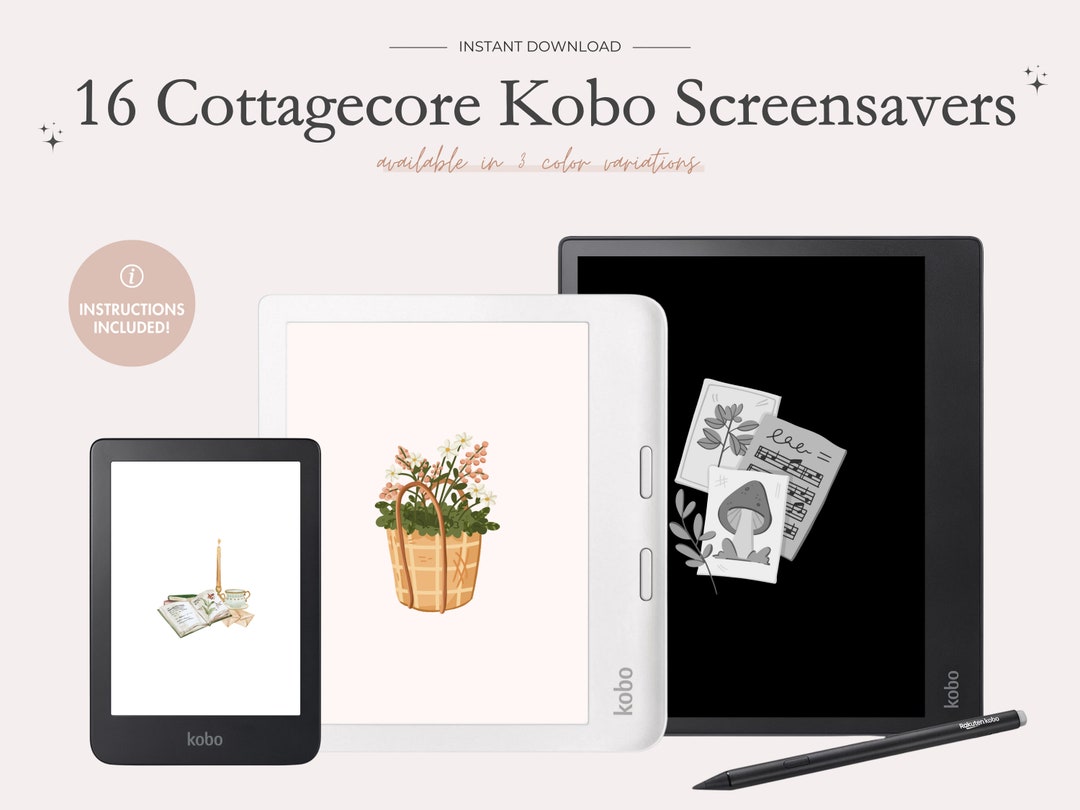 16 COTTAGECORE Lock Screens for Kobo Ereaders, Libra, Sage, Nia, Clara ...
