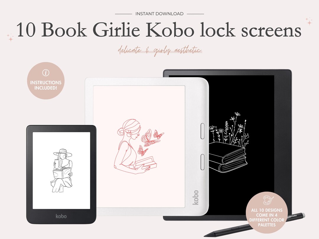 10 BOOK GIRLIES Lock Screens for Kobo Ereaders, Libra Sage Nia Clara ...