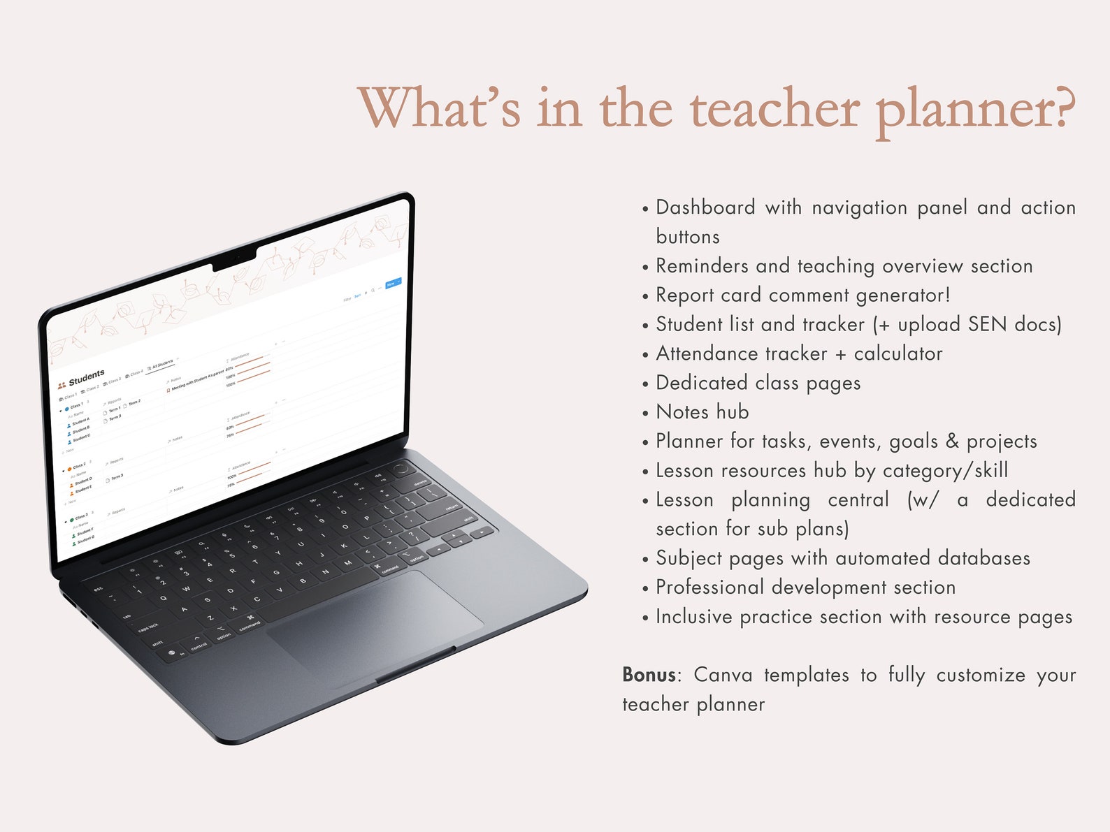 Teacher Planner Notion, Lesson Planner, Report Card Generator, Reusable ...