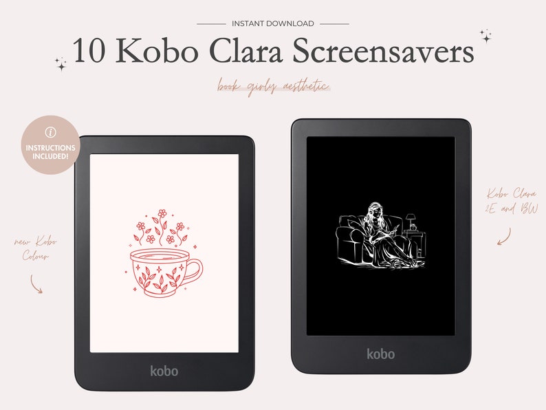Set of 10 Lock Screens for Kobo Clara Ereaders, Customize Your KOBO ...