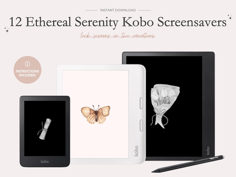 12 ETHEREAL SERENITY Lock Screens for Kobo Ereaders, Libra, Sage, Nia ...