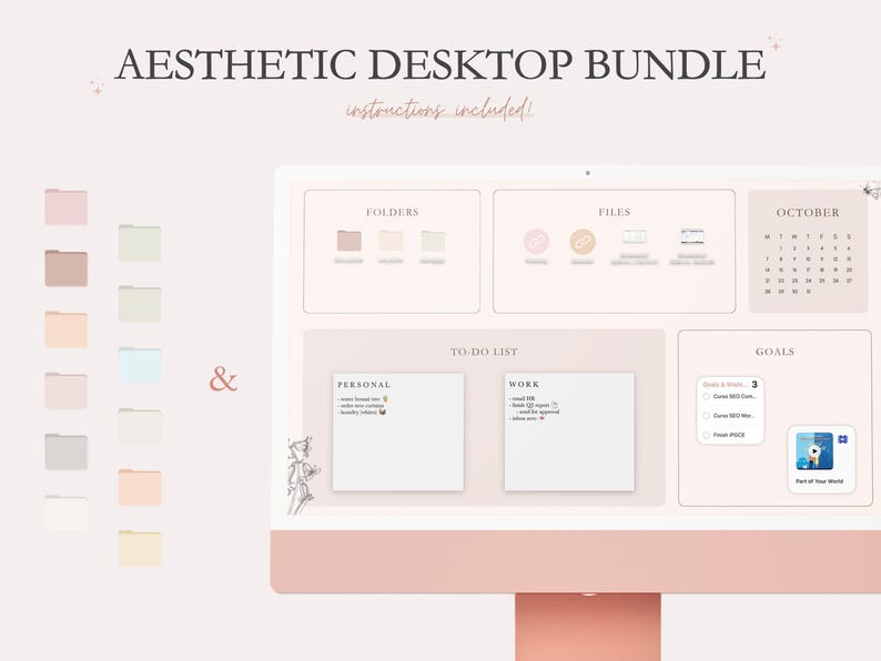 Aesthetic Desktop Organization Bundle | Neutral Mac Folder Icons + 2025 ...