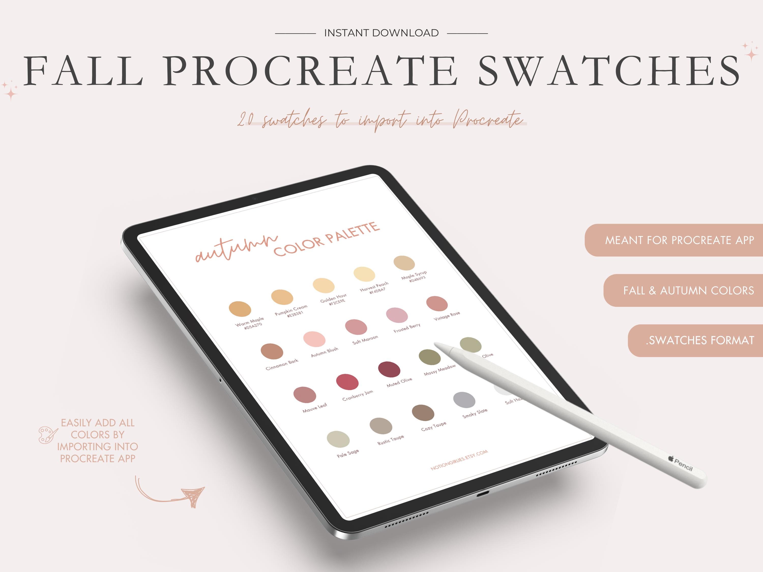 Muted Soft Fall/autumn Color Palette for Procreate | Procreate Swatches ...
