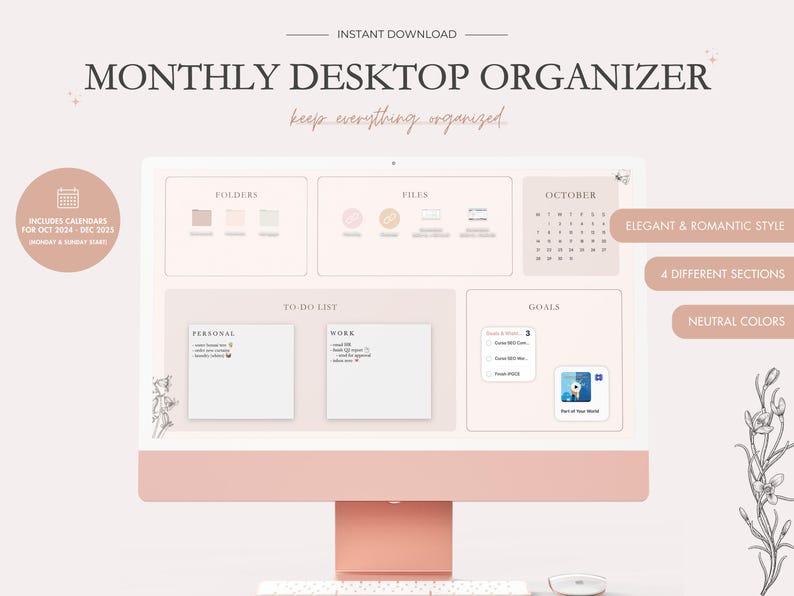 Monthly Desktop Organizer Wallpaper Pack | November 2024 - December ...