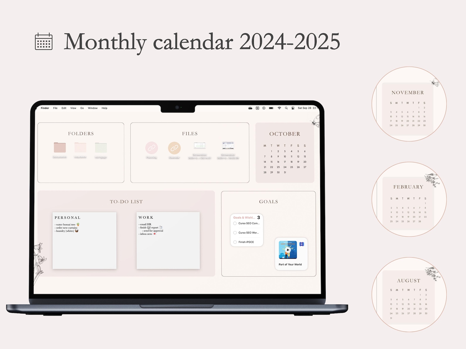 Monthly Desktop Organizer Wallpaper Pack | November 2024 - December ...