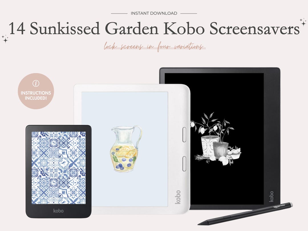 14 SUNKISSED GARDEN Lock Screens for Kobo Ereaders, Libra, Sage, Nia ...