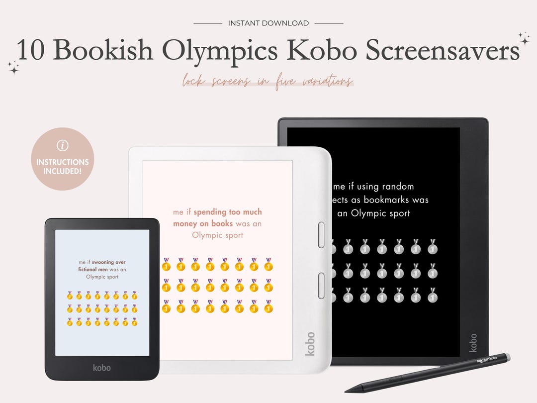 10 BOOKISH OLYMPIC GAMES Lock Screens for Kobo Ereaders Libra, Sage ...