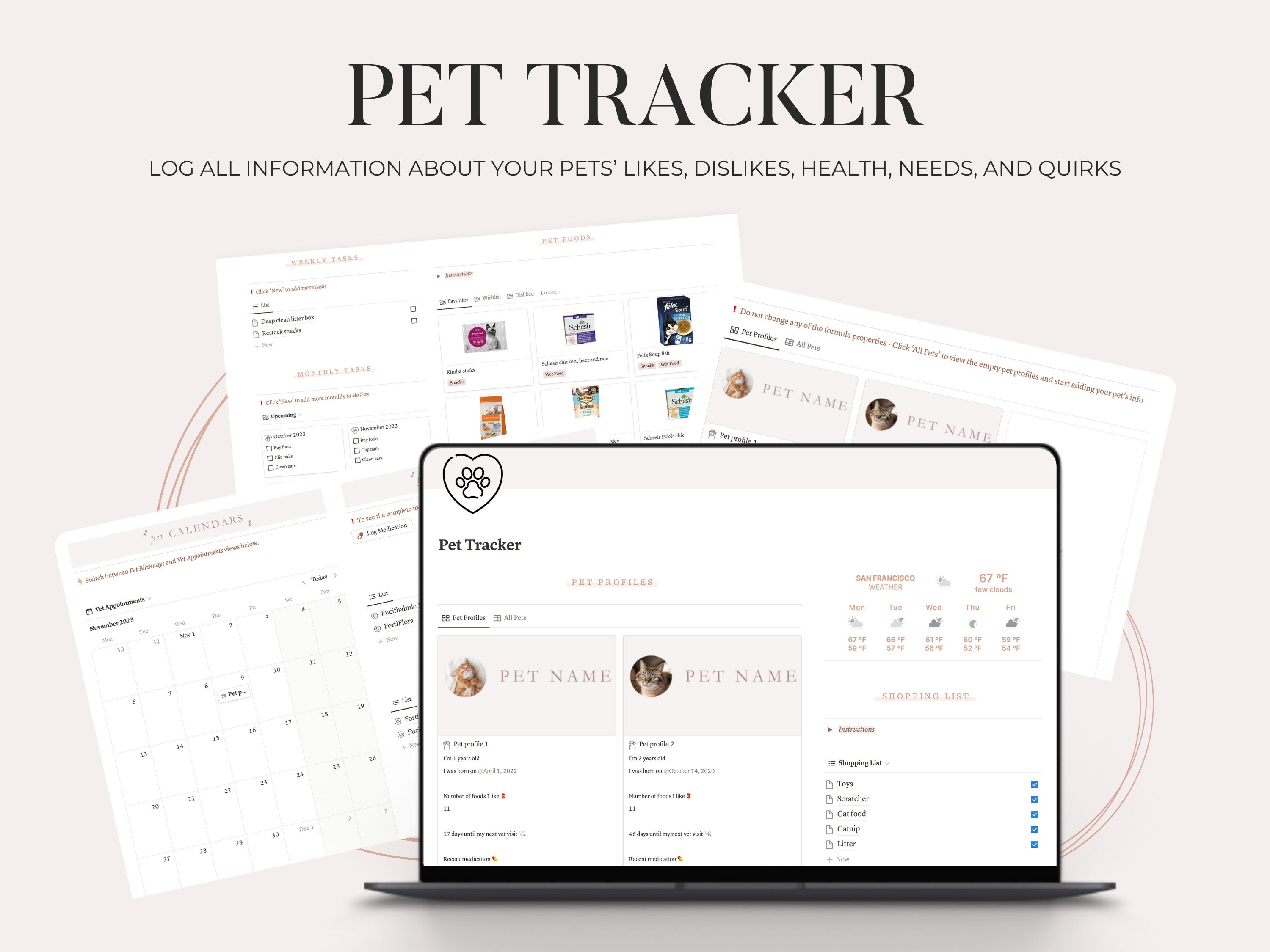 Notion Template Pet Tracker Pet Dashboard Medication Log - Etsy