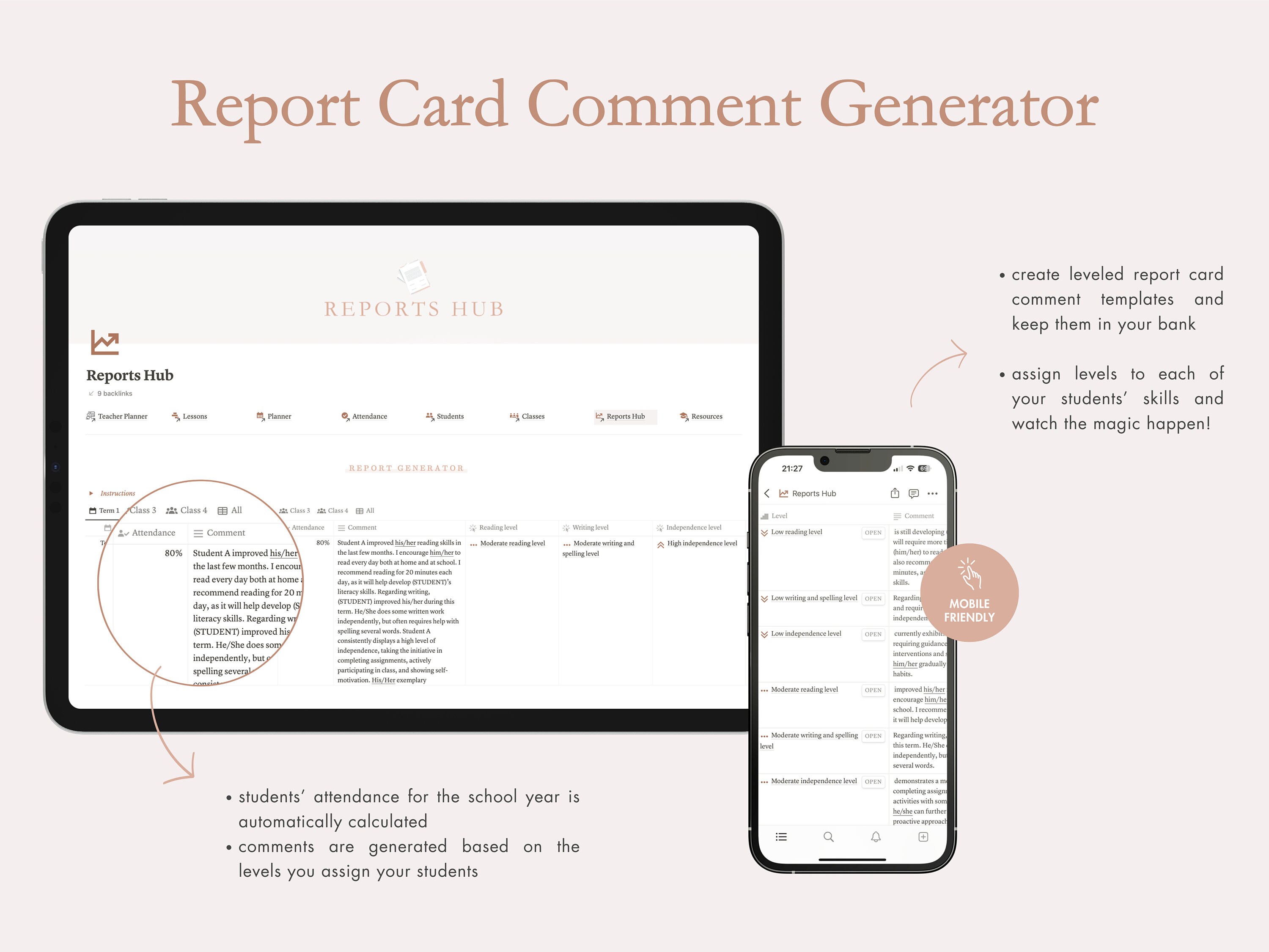 Teacher Planner Notion, Lesson Planner, Report Card Generator, Reusable ...