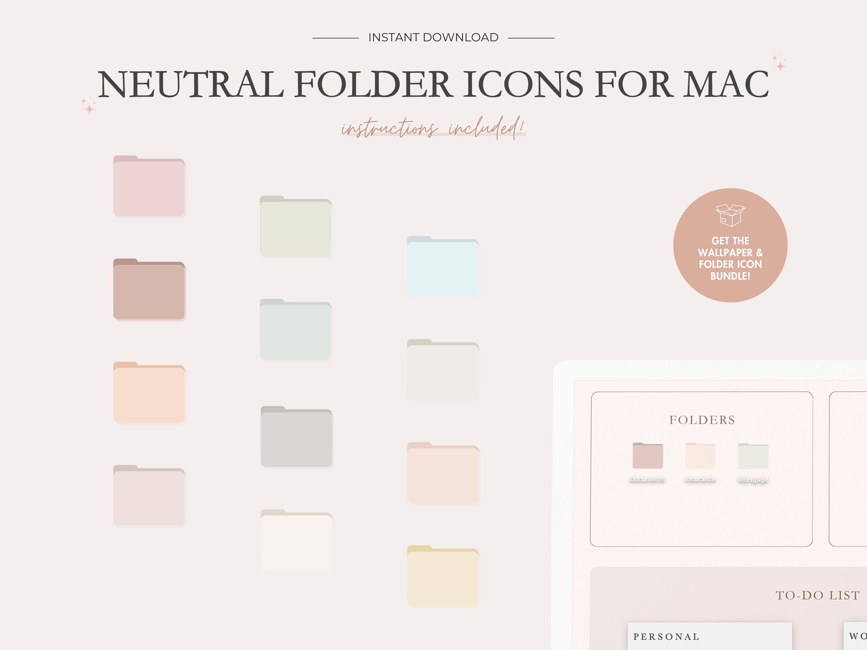 Neutral Mac Folder Icons | Aesthetic Desktop Organization | Digital ...