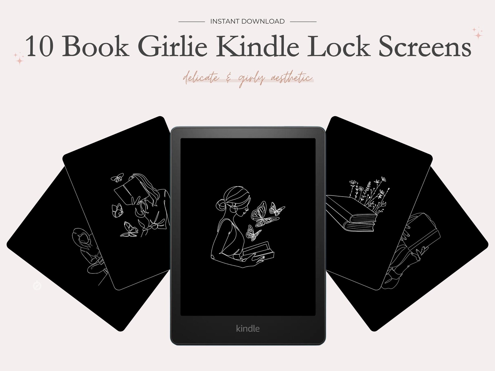 10 BOOK GIRLIES Lock Screens for Kindle Ereaders | Customize Paperwhite ...