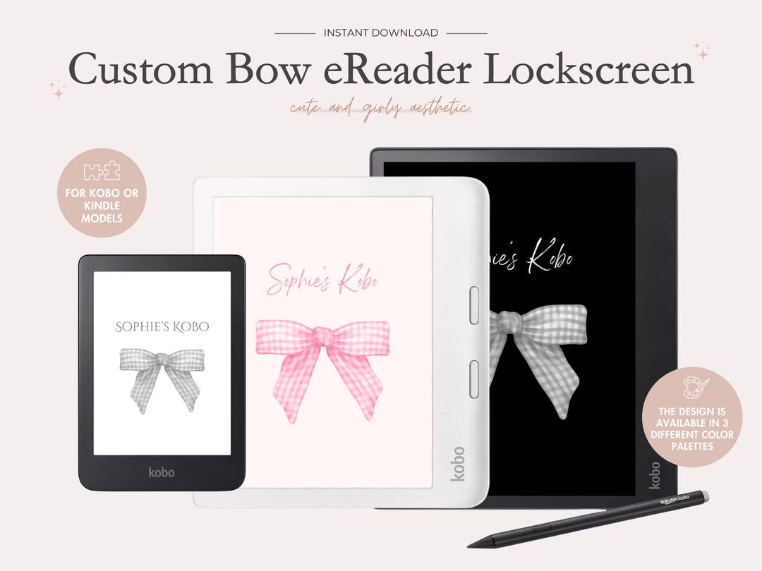 CUSTOM Coquette Bow Lockscreens for Ereaders | Customize Your Kobo or ...