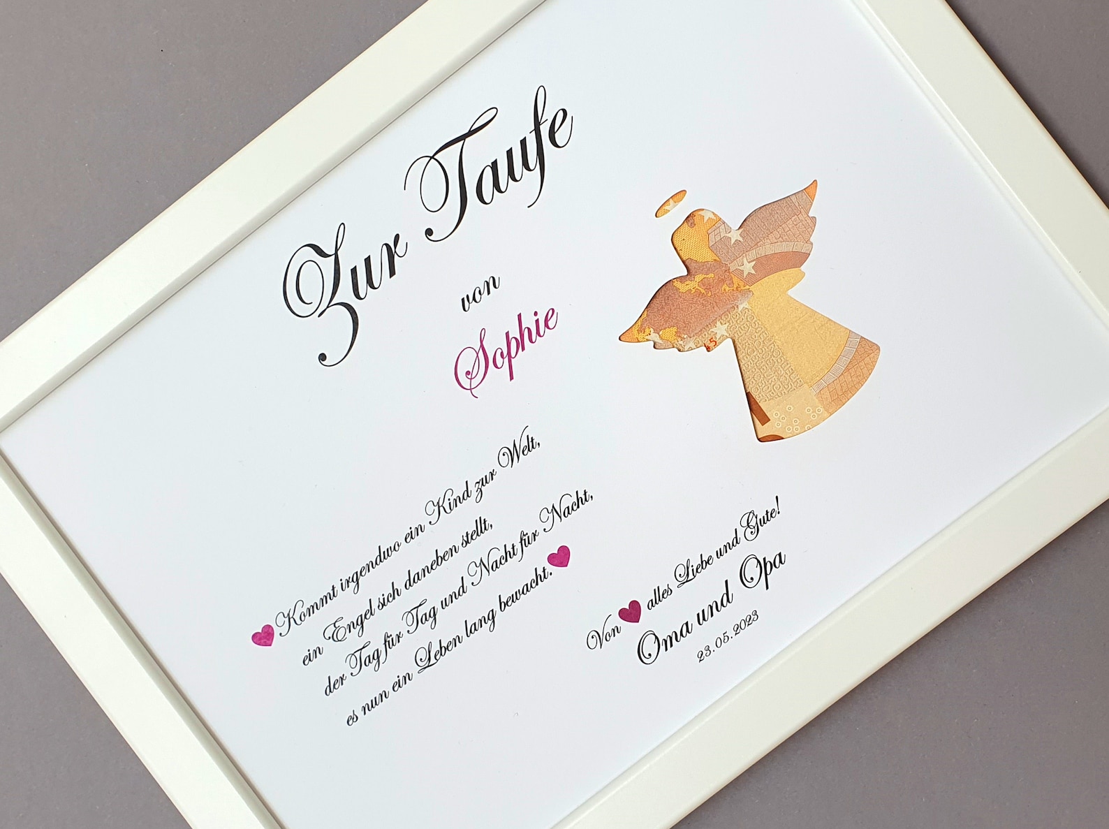 Personalisiertes Geldgeschenk zur Taufe, Taufgeschenk Mädchen, Geschenk ...