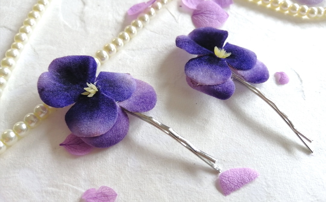 Pansy Hair Pins Viola Set of 2 Hair Pins Lilac Pansy Bridal Hair Pins ...