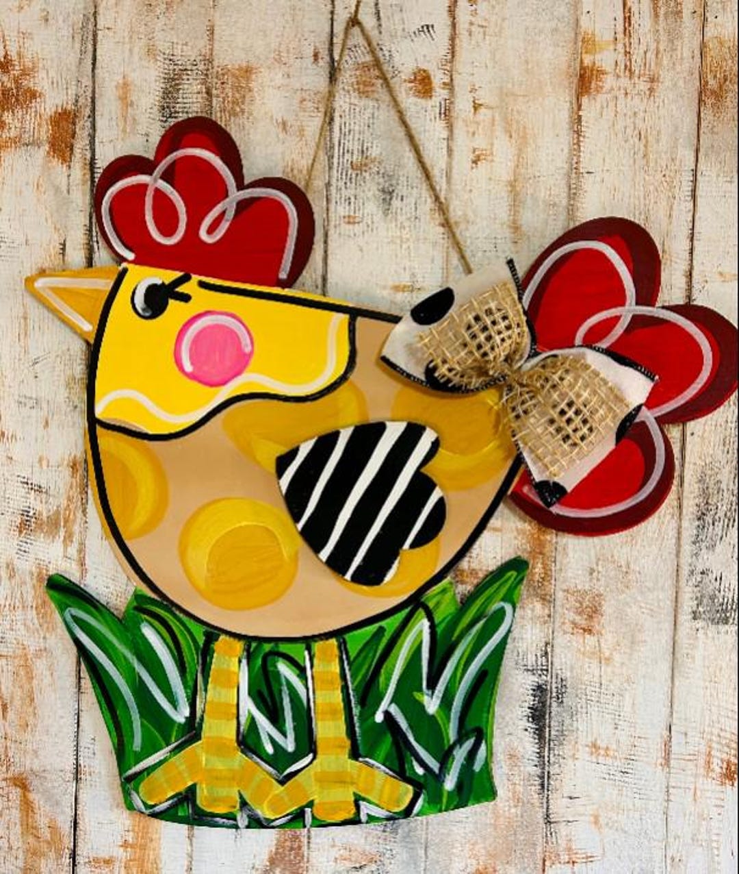 Funky Chicken Door Hanger | Country Door Decor | Farm Door Sign - Etsy