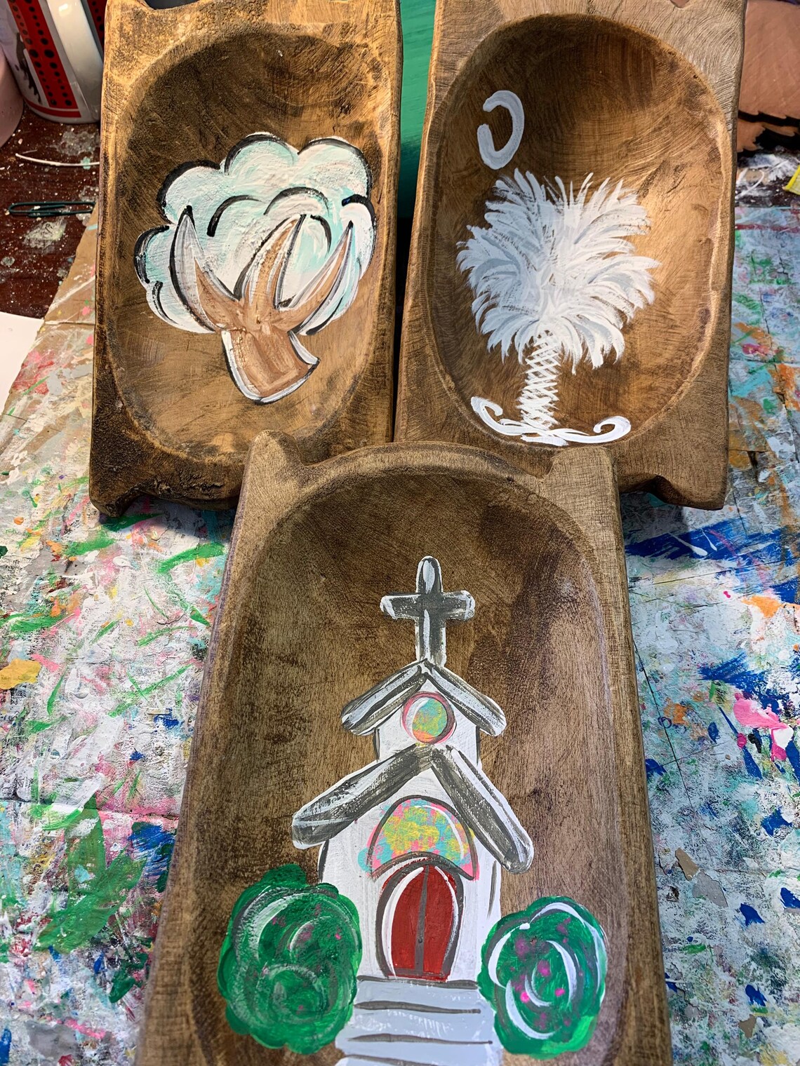 Small Dough Bowl With Church - Etsy