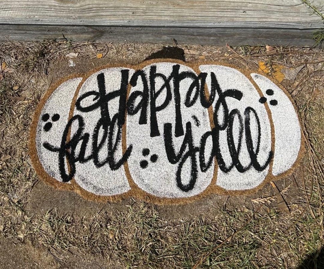 Personalized Pumpkin Mat | Fall Welcome Mat | Autumn Floor Decor - Etsy