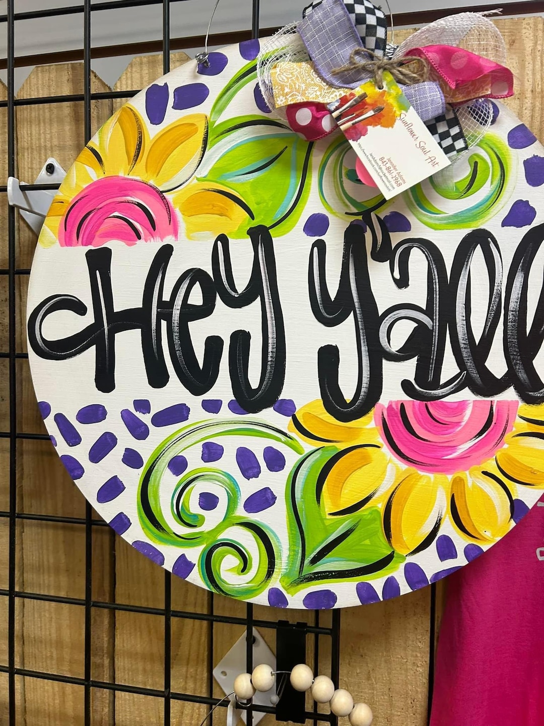 Colorful Floral Hey Y’all Door Hanger - Etsy
