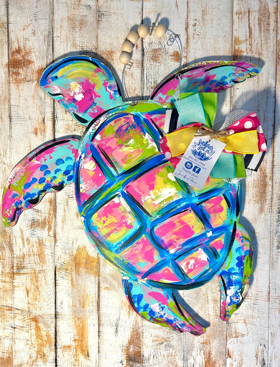 Colorful Sea Turtle Door Hanger - Etsy