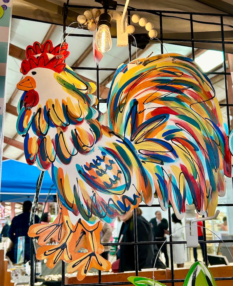 Colorful Chicken Rooster Door Hanger - Etsy